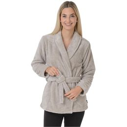 WEWO-Fashion Damenbademantel WEWO FASHION "6604" Gr. 38, grau (stone), L:70cm, Wellsoft-Microfaser, Hausmäntel, unübertroffen kuschelig