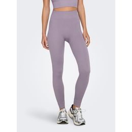Trainingstights Only Play "ONPJAIA LIFE HW LOUNGE", Damen, Gr. XS, N-Gr, grau (gray ridge), Rippware, Obermaterial: 75% Nylon, 15% Polyamid, 10% Elasthan, unifarben, bequem knöchellang, Hosen, in gerippter Struktur