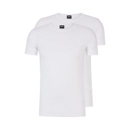 T-Shirt BOSS, Herren, Gr. L52, weiß, Single Jersey, Obermaterial: 95% Baumwolle, 5% Elasthan, Rundhals, Shirts