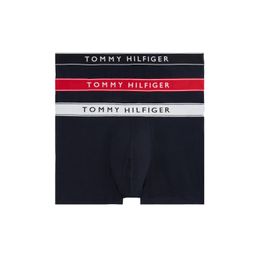 Trunk "3P TRUNK WB", Herren, Gr. XL (54), rot (th wht, med rot, dsrt sky), Jersey, Obermaterial: 95% Baumwolle, 5% Elasthan, Tommy Hilfiger Underwear, kontrastfarbene Details, körpernah, Unterhosen, mit Logobund