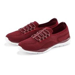Sneaker Lascana "Slipper, Halbschuh, leichtes Meshmaterial", Damen, Gr. 35, rot (bordeaux), Obermaterial: 100% Textilmaterial. Futter: 100% Textilmaterial. Decksohle: 100% Textilmaterial. Laufsohle: 100% Synthetik, unifarben, Schuhe, zum Reinschlüpfen mit elastischen Schnürbändern VEGAN
