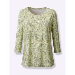 3/4-Arm-Shirt CLASSIC "Shirt", Damen, Gr. 38, braun (pistazie, steingrau, bedruckt), 50% Baumwolle, 50% Modal, bedruckt, gemustert, mehrfarbig, Rundhals, Shirts