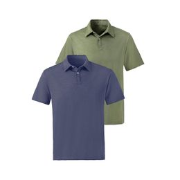Poloshirt John Devin "mit Slub-Garn Struktur", Herren, Gr. XL (56/58), grün (khaki, blau), Jersey, Obermaterial: 100% Baumwolle, unifarben, normal, Rundhals, abgesteppte Kante, Shirts, aus leichter, strukturierter Baumwollqualität - im 2er-Sparpack