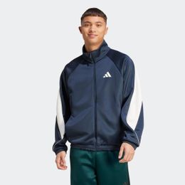 Rollkragenpullover adidas Sportswear "M STADIUM TT", Herren, Gr. L, aurora ink, sanftes weiß, Obermaterial: 67% Polyester, 33% Baumwolle, Sportlich, Pullover