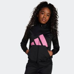Trainingsanzug adidas Sportswear "JG BL TR TS 205", Kinder, Gr. 170, schwarz (schwarz, pink fusion), Obermaterial: 100% Polyester, Sportlich, Sportanzüge