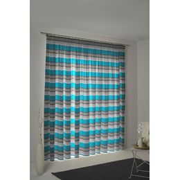 Vorhang WIRTH "Menorca" Gr. 1, blau (türkis), B:135cm H:145cm, Baumwolle, Polyester, Gardinen
