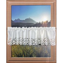 Querbehang "Rießersee" Gr. 1, beige (creme), B:110cm H:30cm, Polyester, HOSSNER - ART OF HOME DECO, Gardinen, mit Ausbrenner-Stickerei