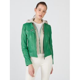 Lederjacke Maze "Mico", Damen, Gr. S, gr&uuml;n (bright gr&uuml;n), Obermaterial: 100% Lammleder; Innenfutter: 100% Polyester; Kapuze: 55% Baumwolle, 45% Polyester, Jacken