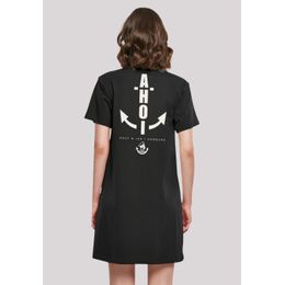 Shirtkleid F4NT4STIC "Ahoi Anker Knut & Jan Hamburg", Damen, Gr. L, schwarz, Obermaterial: 100% Baumwolle, regular fit, Rundhals, ohne Bündchen, Kleider Shirtkleid, Print