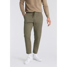 Chinohose BOSS Orange "tapered DS", Herren, Gr. 34, Länge 32, grün (open grün342), Web, Obermaterial: 97% Baumwolle, 3% Elasthan, unifarben, Casual, gerade, unten schmal lang, Hosen, tapered fit, elastischer Bund mit Kordelzug