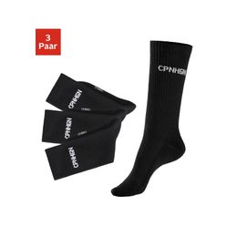 Tennissocken Copenhagen Studios, Herren, Gr. 35-38, schwarz (3x schwarz), Obermaterial: 72% Baumwolle, 25% Polyamid, 3% Elasthan, unifarben, elastisch, Socken Tennissocken, mit Halbfu&szlig;frottee