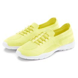 Sneaker Lascana "Slipper, Halbschuh, leichtes Meshmaterial", Damen, Gr. 35, gelb (hellgelb), Obermaterial: 100% Textilmaterial. Futter: 100% Textilmaterial. Decksohle: 100% Textilmaterial. Laufsohle: 100% Synthetik, unifarben, Schuhe, zum Reinschlüpfen mit elastischen Schnürbändern VEGAN