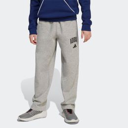 Sporthose adidas Sportswear "J CLGT FL PNT", Jungen, Gr. 176, N-Gr, grau (medium grau heather, schwarz), Obermaterial: 55% Baumwolle, 36% Polyester, 9% Viskose, Hosen Sporthose