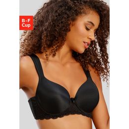 Schalen-BH Lascana, Damen, Gr. 80, Cup E, schwarz, Microtouch, Obermaterial: 85% Polyamid, 15% Elasthan, BHs Schalen-BH, mit B&uuml;gel, nahtlos vorgeformte Cups, Spitzendetails, Dessous