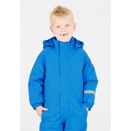 Schneeoverall ZIGZAG "Vally", Kinder, Gr. 104, blau (neonblau), 100% Polyester, Casual, lang, Overalls, mit wasser- und winddichter TPU-Membran