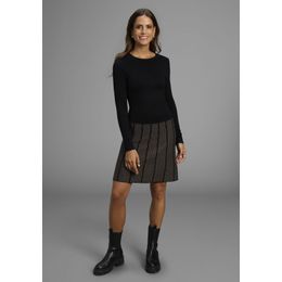 Strickkleid Melrose, Damen, Gr. 34, N-Gr, schwarz, braun, Feinstrick, Obermaterial: 70% Viskose, 30% Polyamid, Jacquardmuster, Feminin, sehr figurbetont mini, Rundhals, Kleider, für Partys, figurbetont mit trendy Jacquard Muster