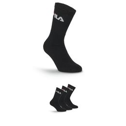 Tennissocken Fila "UNISEX CREW TENNIS FULL TERRY SOCKS", Herren, Gr. 43-46, schwarz, Baumwolle, Elasthan, Polyester, bedruckt, unifarben mit Farbeinsatz, elastisch, Socken, mit verstärkten Belastungszonen
