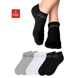 Sneakersocken Venice Beach, Damen, Gr. 31-34, schwarz-wei&szlig; (schwarz, wei&szlig;, grau), Baumwolle, Elasthan, Polyamid, uni und meliert, elastisch, Socken Sneakersocken, perfekte Passform durch LYCRA-Anteil