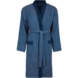 Herrenbademantel Bugatti "Francesco, ideal für Sauna & Spa, Hotelbademantel, Morgenmantel" Gr. L, blau (marine blau), L:115cm, Webvelours, Hausmäntel, Kimonomantel