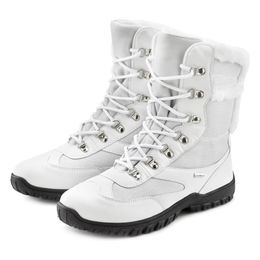 Winterstiefel Lascana, Damen, Gr. 36, weiß, Obermaterial: 65% Nylon, 35% Lederimitat. Futter: 100% Polyester. Decksohle: 100% Polyester. Laufsohle: 100% Synthetik, unifarben, Schuhe, Snow Boots, Outdoor Stiefelette, wind & wasserabweisend, Profilsohle