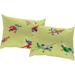 Dekokissen WIRTH "Planes Action" Gr. 3, grün (grün, gemustert), B:40cm L:60cm, Polyester, Dekokissen_Sitzkissen_Kissenhüllen, Disney, Kissenhülle ohne Füllung, 2 Stück