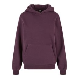 Kapuzenpullover Urban Classics "Urban Classics Ladies Fluffy Hoody", Damen, Gr. 4XL, lila (plumlila), 70% Baumwolle, 30% Polyester, unifarben, Casual, normal, ohne Ausschnitt, Pullover