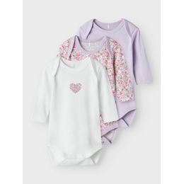 Langarmbody name it "NBFBODY für Mädchen mit Herzprint und weicher Baumwolle", Jungen, Gr. 62, N-Gr, lila (pastel lila), Sweatware, Obermaterial: 100% Baumwolle, bedruckt, unifarben, regular fit, amerikanischer Ausschnitt, Bodys, bedruckt, regular fit, Baumwolle, amerikanischer Ausschnitt