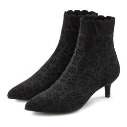 Ankleboots Lascana "Sock Boot", Damen, Gr. 36, schwarz, Obermaterial: 100% Textilmaterial. Decksohle: 100% Textilmaterial. Futter: 100% Textilmaterial. Laufsohle: 100% Synthetik, unifarben, Schuhe Sockboots Stiefelette Schlupfboots, High Heel Stiefelette, Stiefel, kleiner Absatz & elastischer Spitze