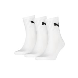 Sportsocken Puma "short crew", Herren, Gr. 47-49, weiß (3x weiß), Baumwollmischung, Elasthan, Polyamid, Polyester, unifarben mit Farbeinsatz, elastisch, Socken, gepolsterte Frottee-Sohle, atmungsaktiv