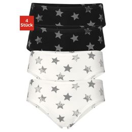 Slip Vivance, Kinder, Gr. 122/128, schwarz (schwarz, creme), Jersey, Obermaterial: 95% Baumwolle, 5% Elasthan, gemustert, körpernah, Unterhosen Slip, mit Sternendruck