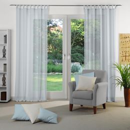 Vorhang WIRTH "Sunday" Gr. 1, blau, B:142cm H:145cm, Jacquard, Baumwolle, Polyester, Gardinen