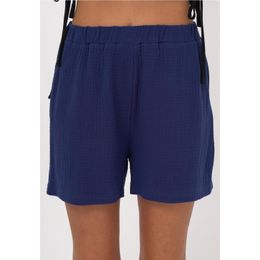 Shorts FRESHLIONS "Zara", Damen, Gr. L, EURO-Gr&ouml;&szlig;en, blau (dunkelblau), 100% Baumwolle, unifarben, kurz, Hosen Shorts, im einfarbigen Design