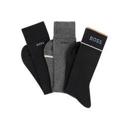 Freizeitsocken BOSS "3P RS Rib Fine CC", Herren, Gr. 43-46, open miscellaneous 960, Baumwollmischung, unifarben, elastisch, Socken, mit BOSS Logo