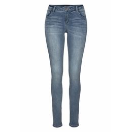 Skinny-fit-Jeans Arizona "Ultra-Stretch", Damen, Gr. 17, K + L Gr, blau (blau us), Denim/Jeans, Obermaterial: 74% Baumwolle, 24% Polyester, 2% Elasthan, extraeng lang, Jeans, extra-enger Beinverlauf, normale Leibhöhe, mit Eingrifftaschen