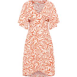 Minikleid Mustang "Damen Style Marysville", Damen, Gr. 42, bunt, Popeline, 100% Viskose, ausgestellt, V-Ausschnitt, Kleider Minikleid