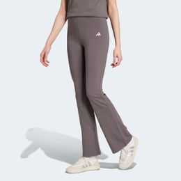 Leggings adidas Sportswear "W SL SJ FLARLEG", Damen, Gr. S, N-Gr, grau strata, wei&szlig;, Obermaterial: 90% Baumwolle, 10% Elasthan, Hosen Leggings, Hoher Bund, ausgestellte Beinform
