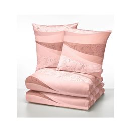 Bettwäsche Biberna Gr. 1, rosa (rosé), B/L: 135cm x 200cm, Feinbiber, B/L: 80cm x 80cm, Garnitur: 4 Stk., Feinbiber, 100% Baumwolle, Bettwäsche