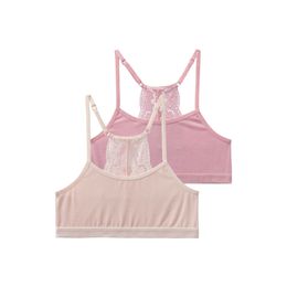 Bustier Buffalo, Mädchen, Gr. 146/152, N-Gr, bunt (rose, pink), Single Jersey, Obermaterial: 92% Baumwolle, 8% Elasthan, unifarben, BHs, Ringerücken aus schöner Spitze