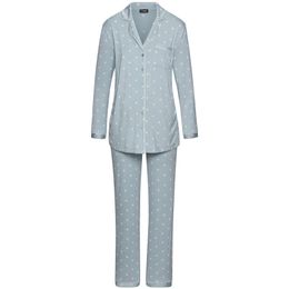 Umstandspyjama Vivance Dreams, Damen, Gr. 36/38, blau (hellblau, gemustert), Single Jersey, Obermaterial: 95% Viskose, 5% Elasthan, gemustert, bequem lang, V-Ausschnitt, eingesetzt Manschette, Homewear-Sets, mit schönem Allover-Print