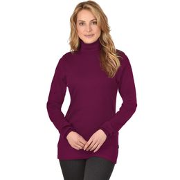 Rollkragenshirt TRIGEMA "TRIGEMA Langarm Ski- und Sport-Rollkragenpullover", Damen, Gr. XL, rot (sangria), 100% Baumwolle (Bio-Baumwolle kbA), Basic, Shirts