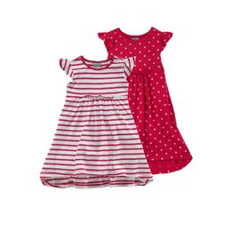 Jerseykleid Kidsworld "für kleine Mädchen", Mädchen, Gr. 104/110, N-Gr, rot (rot, weiß), Jersey, Obermaterial: 100% Baumwolle, gepunktet, gestreift, Modisch, ausgestellt kniefrei, Rundhals, Kleider, festliche Anlässe, kniefrei, modischer Stil, aus reiner Baumwolle