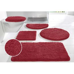 Badematte my home "Sanremo, Badvorleger, Badezimmer Teppich, sehr weich" Gr. 15, rot, H:30mm, Polyester, Badematten, Badematte, Badteppich, unifarben, rechteckig, rund & als 3-tlg. Set erh&auml;ltlich