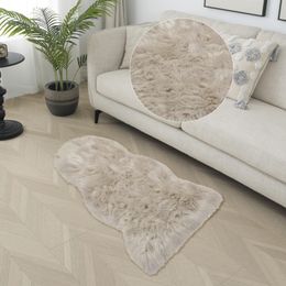 Hochflor-Teppich my home "Kalua, verschiedene Formen" Gr. 70, grau (taupe), B:60cm H:60mm L:90cm, Kunstfaser, Teppiche, Kunstfell, weich, Uni-Farben, Wohnzimmer, Schlafzimmer, Esszimmer