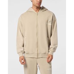 Kapuzensweatjacke Plein Sport "Hoodie Sweatjacket Cold Dye", Herren, Gr. 4XL, 06, beige, Obermaterial: 100% Baumwolle, Sweatjacken