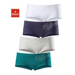 Panty Petite Fleur, Kinder, Gr. 98/104, bunt (petrol, grau, meliert, marine, weiß), Jersey, Obermaterial: 95% Baumwolle, 5% Elasthan, unifarben, körpernah, Unterhosen, mit Glitzerdruck
