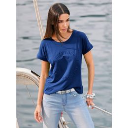 T-Shirt Heine "Shirt", Damen, Gr. 36, blau (royalblau), 95% Viskose, 5% Elasthan, unifarben, Rundhals, Shirts