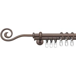 Gardinenstange Liedeco "Esp Spirale" Gr. 3, braun (rost), L:200cm &Oslash;:16mm, Metall, Gardinenstangen, 2-l&auml;ufig im Fixma&szlig; &Oslash; 16 mm