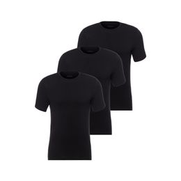 T-Shirt BOSS "TShirt RN 3P Natura", Herren, Gr. L, schwarz (schwarz 001), Jersey, Obermaterial: 95% Viskose, 5% Elasthan, Casual, schmal, Rundhals, Shirts, einfarbiges T-Shirt mit Markenlabel