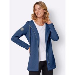 Shirtjacke Casual Looks "Jersey-Jacke", Damen, Gr. 36, blau (jeansblau), 95% Polyester, 5% Elasthan, unifarben, Rundhals, Shirts