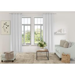 Vorhang my home "Parry" Gr. 1, beige (natur), B:140cm H:145cm, Polyester, Recyceltes Material, Gardinen, 2-er Set, blickdicht, monochrom, basic